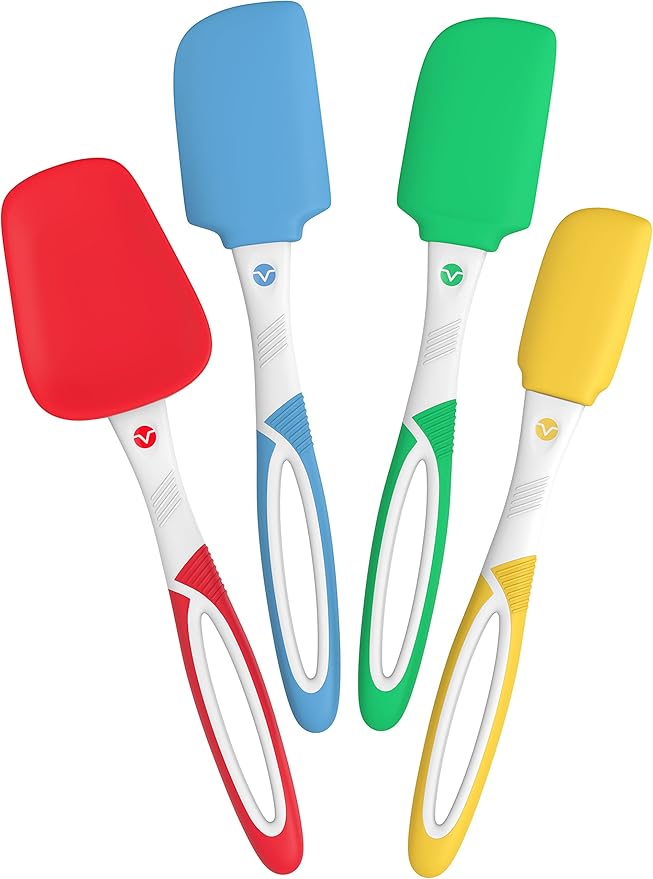 Amazon.com: Vremi 4 Piece Spatula Set - Colorful Silicone Rubber Baking ...