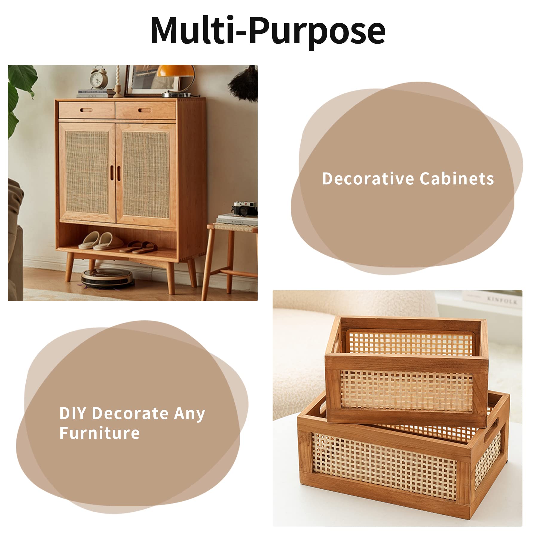 Snapklik.com : 24" Width Natural Square Cane Webbing 5Feet, Rattan ...