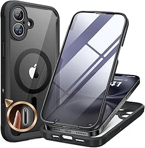 Amazon.com: Miracase Magnetic for iPhone 16 Plus Case Full-Body Phone with Built-in Glass Screen ...