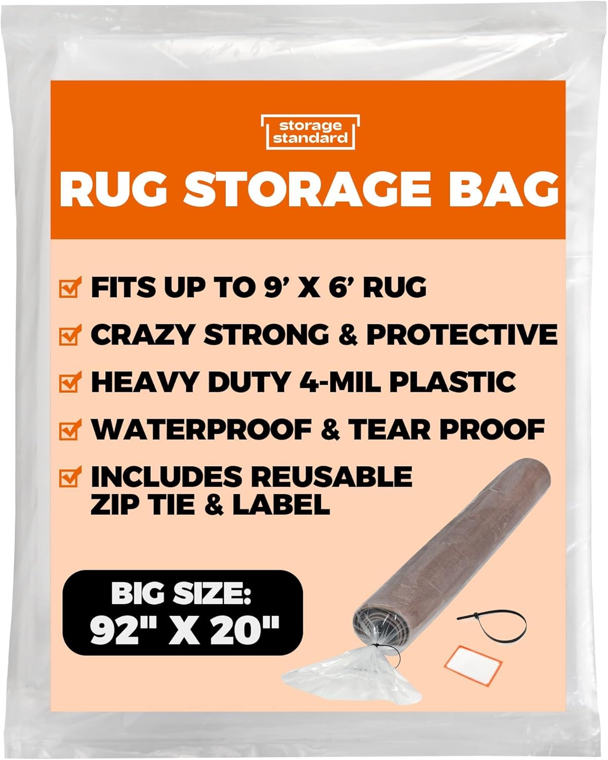 Amazon.com: Heavy Duty Rug Storage Bag - Reusable Rug Shipping Bag ...