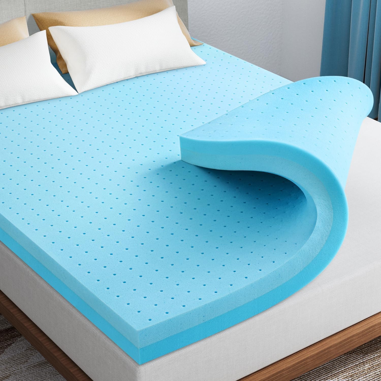 Maxzzz Mattress Topper King, 4 Inch Cool Gel Memory Foam Mattress ...