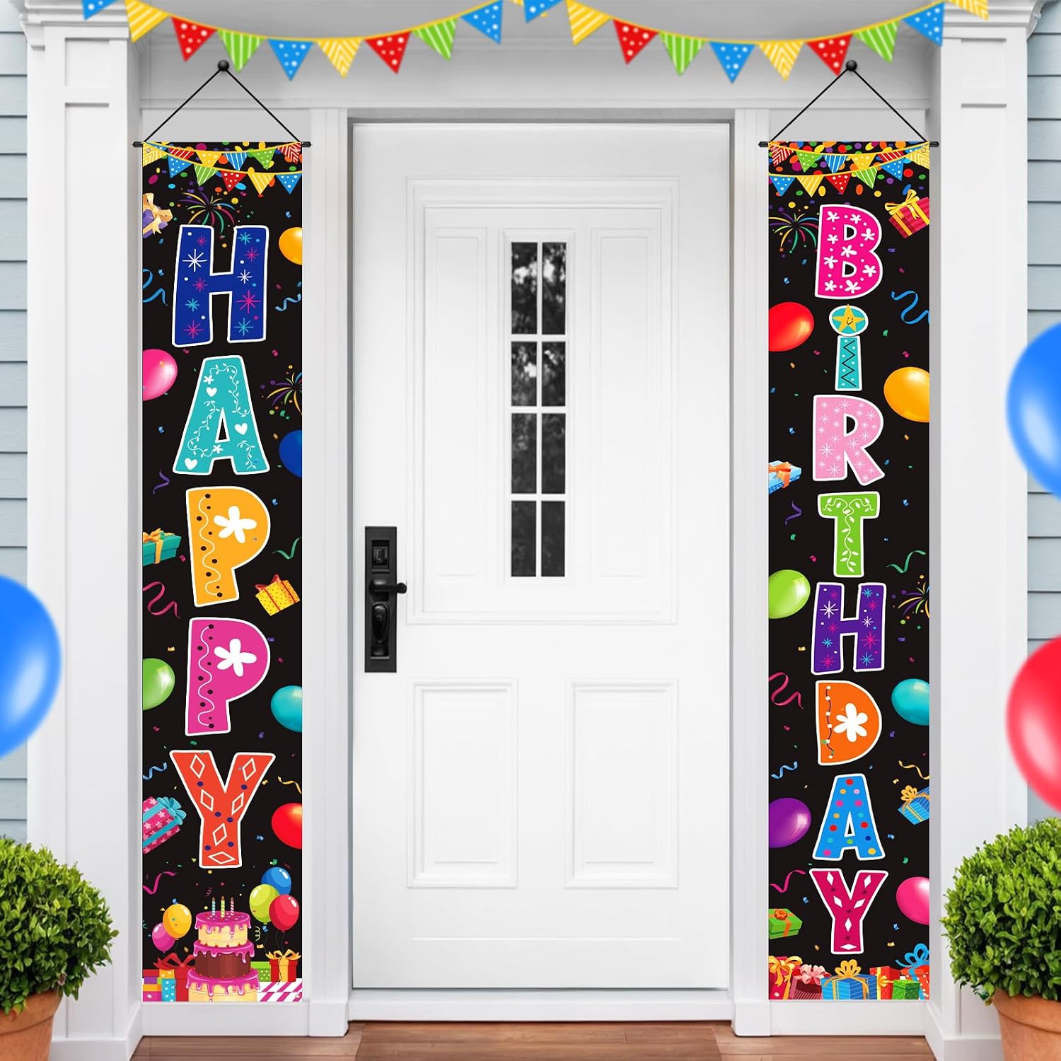 Amazon.com: Frakron Colorful Birthday Party Decoration Door Banner ...