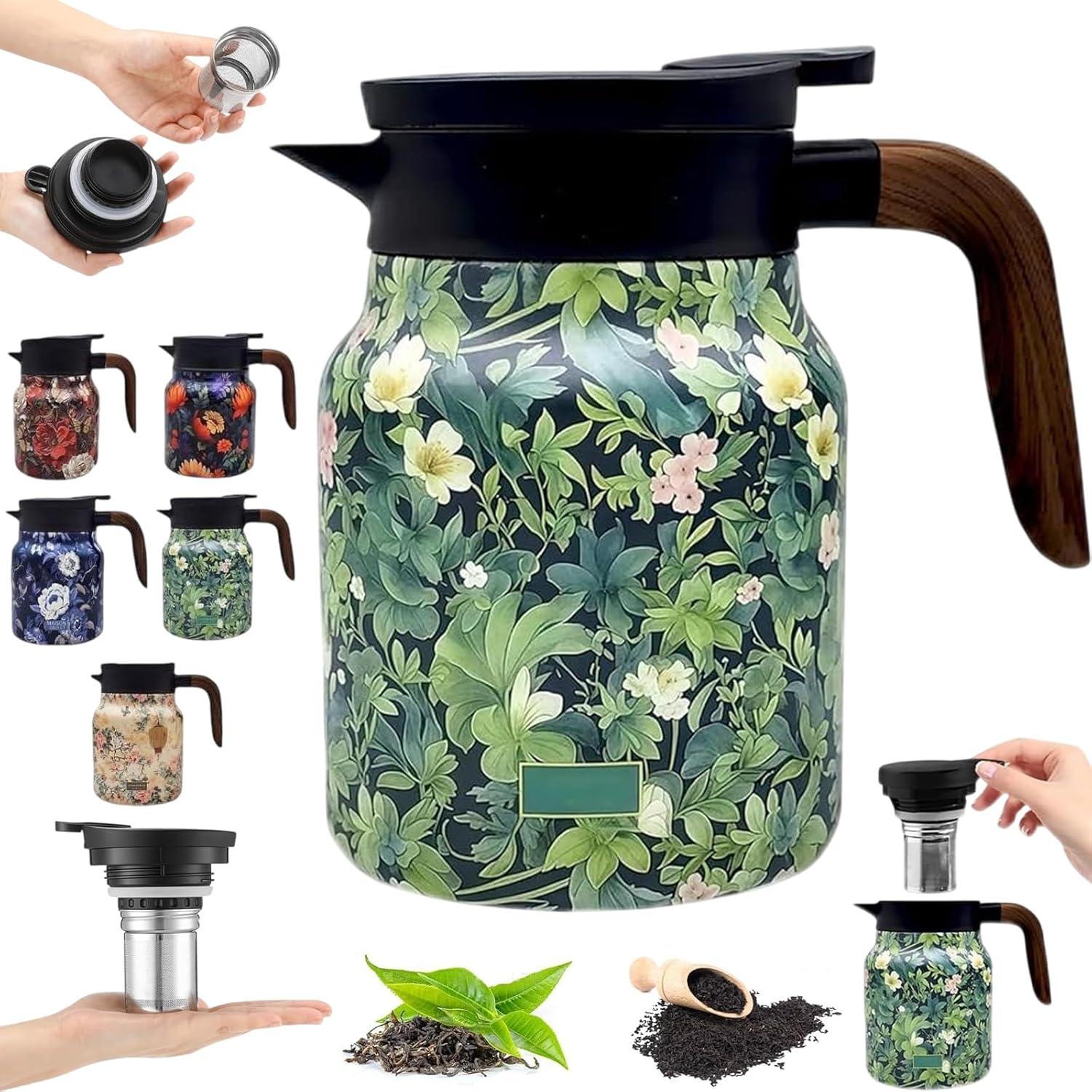 Amazon.com | Vintage Floral Pattern Tea Pot, Colorful Patterns Tea Pot ...