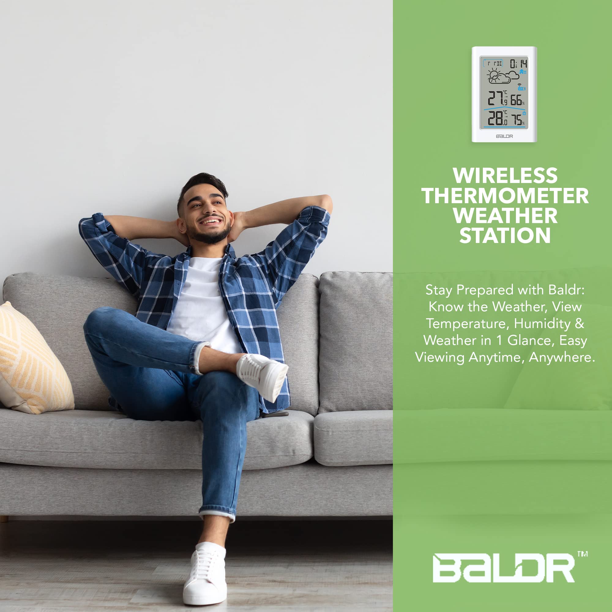 Snapklik.com : BALDR Wireless Digital Weather Station Clock- Indoor ...