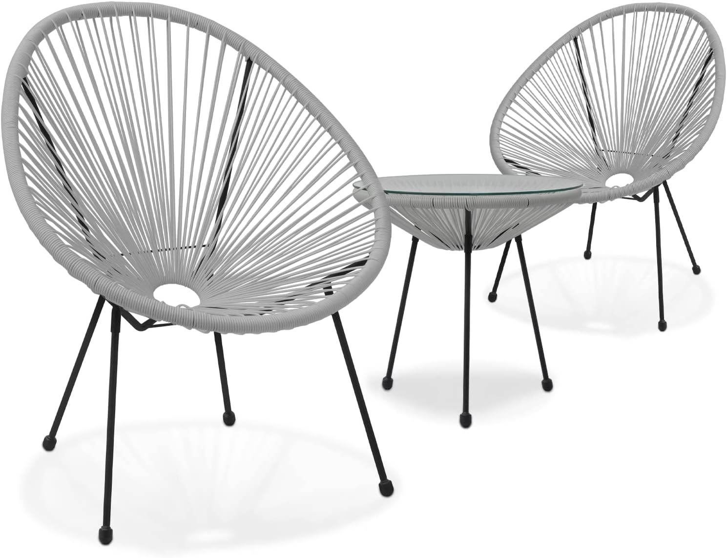 Amazon.com: Magshion Outdoor Acapulco Chair Set 3-Piece with Glass Top ...