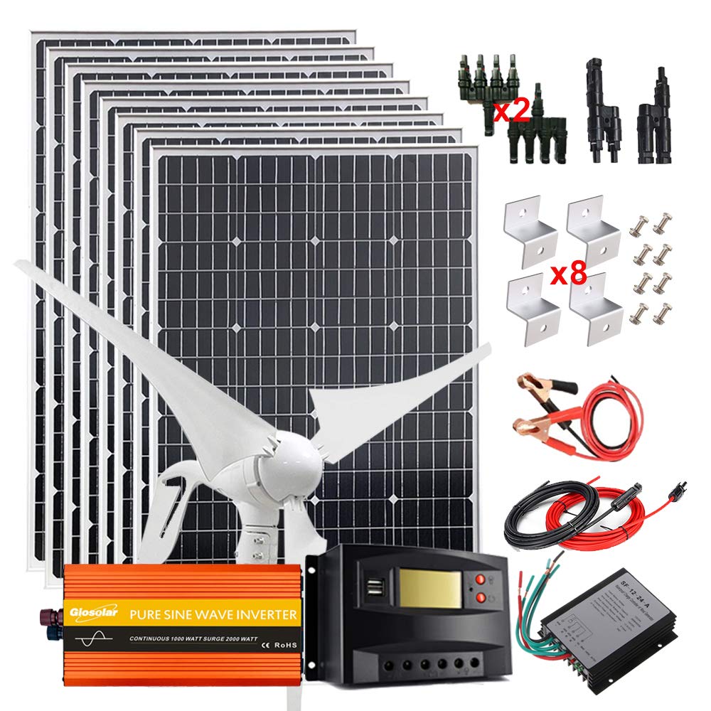 Buy 1200 Watt 12V Solar Panel Wind Turbine System Complete Kit with ...