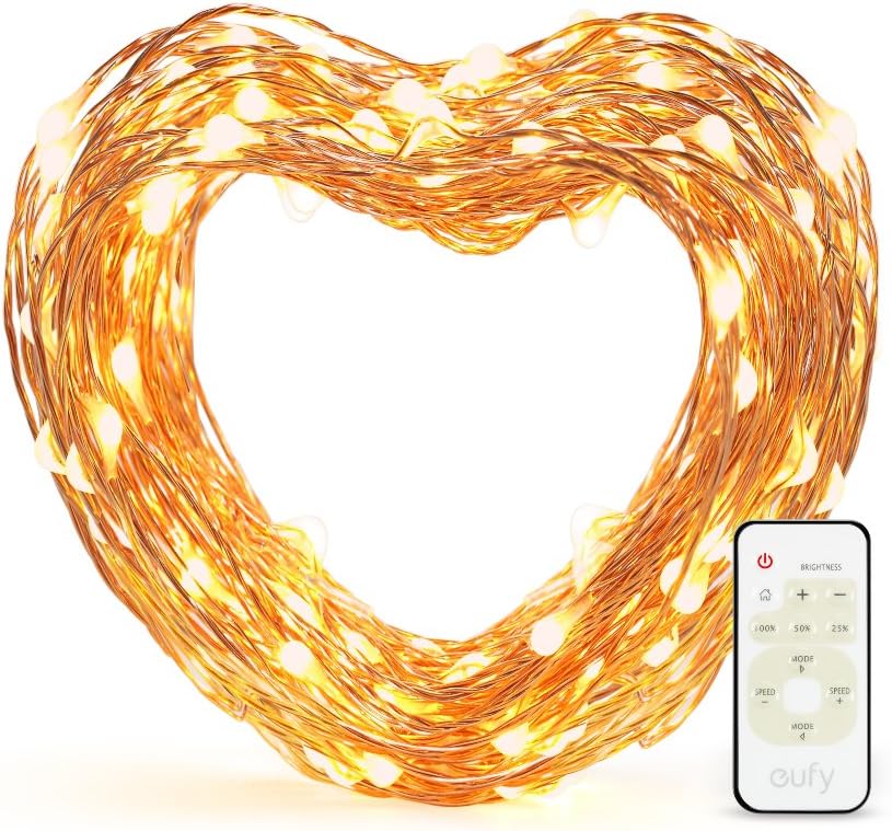 eufy 33 ft LED Decorative Lights Dimmable with Remote Control, Starlit ...