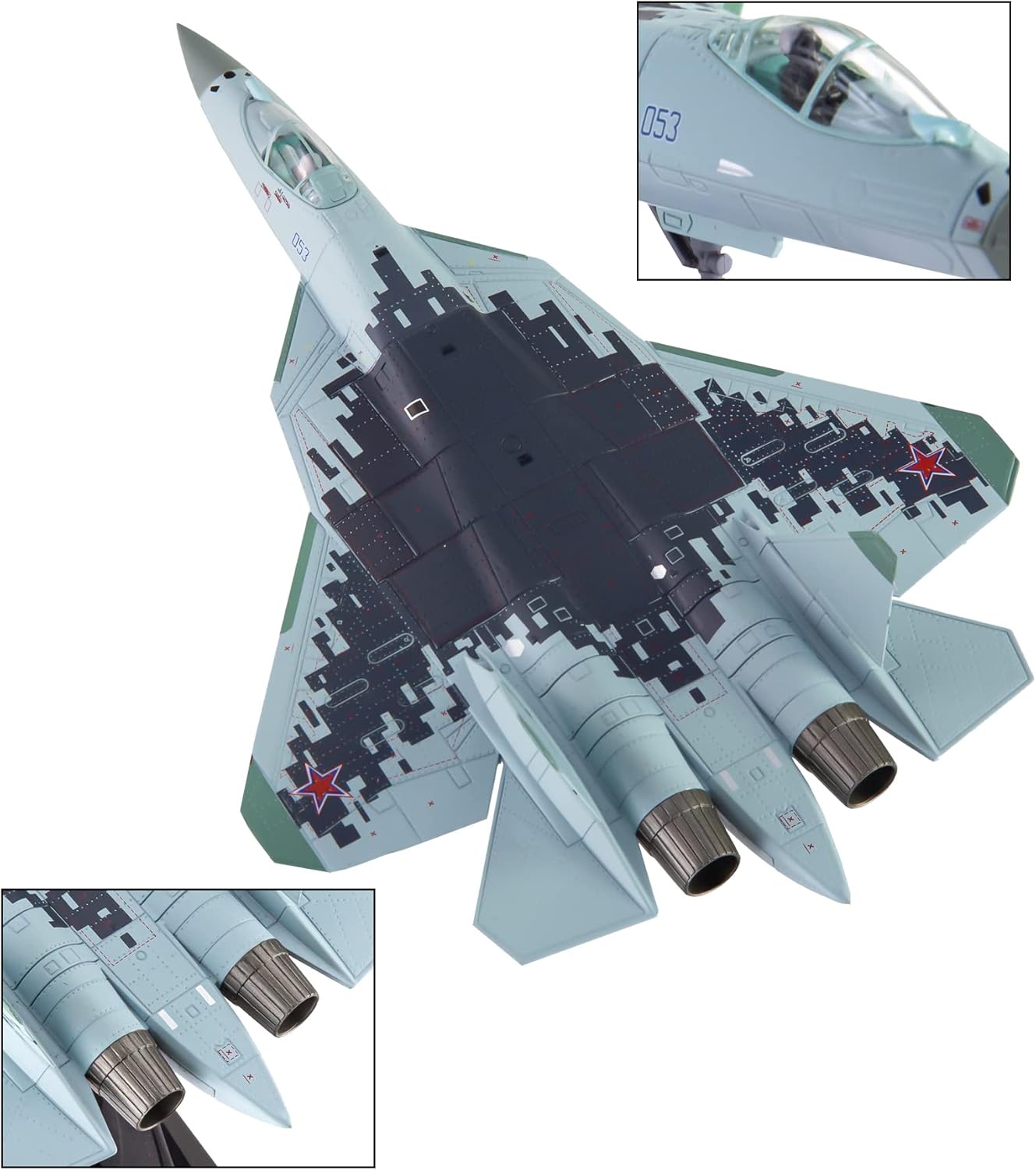 Fighter Jet Modelo 1100 Escala SU-57 Modelo fundido a troquel Aviones ...