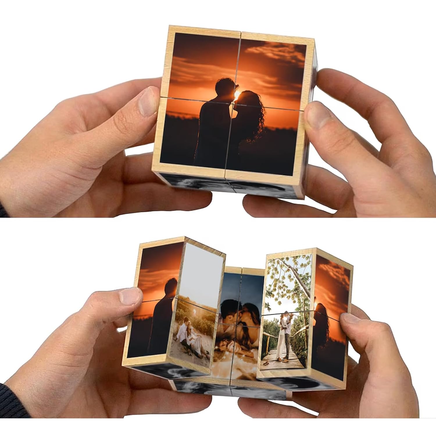 Amazon.com: 2024 Personalized Wooden Photos Wooden Photo Cubes Memorial ...