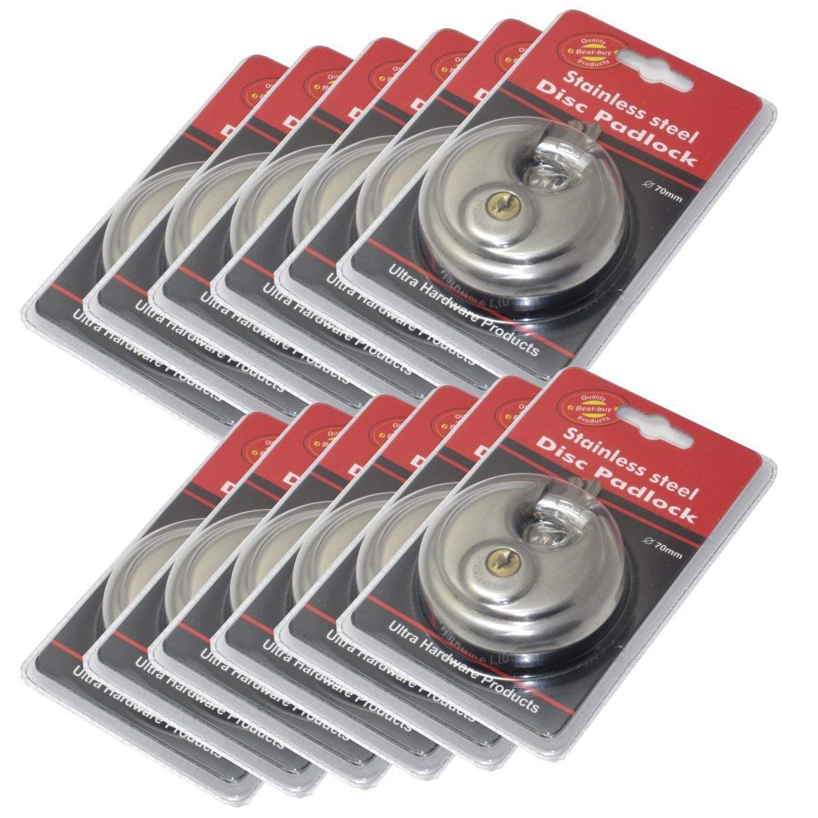 12 Pack Round Padlock with Shielded Shackle, 2-3/4-Inch, Stainless ...