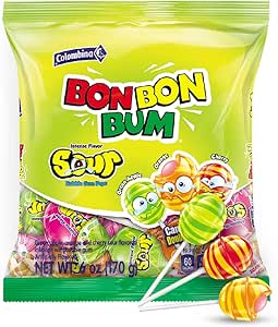 Colombina Bon Bon Boom Sour Bubble Gum Pops - 6-oz. Bag : Amazon.co.uk ...