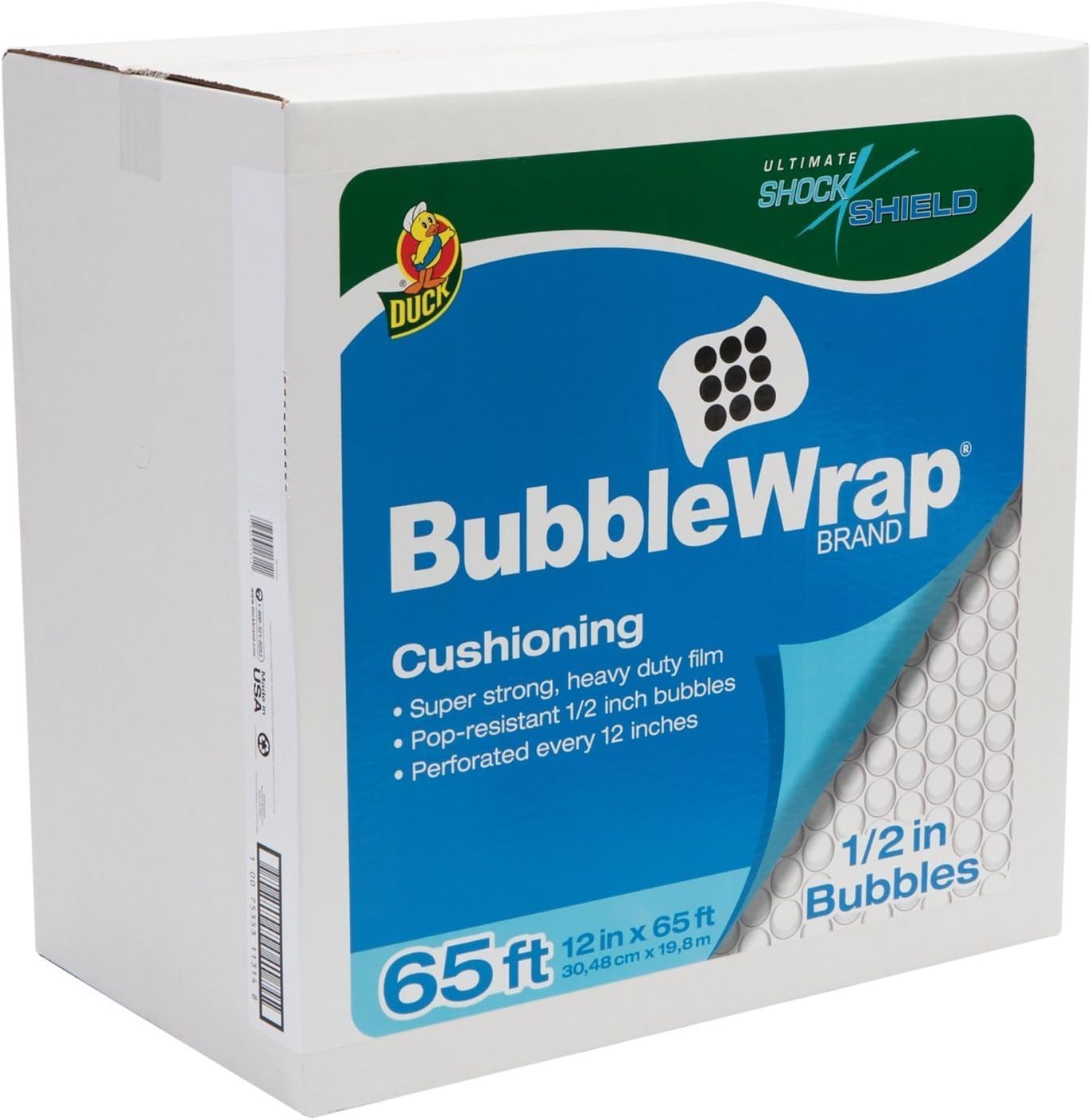 Amazon.com : Duck Brand Shock Shield Extra Large Bubble Wrap Roll, 1/2 ...