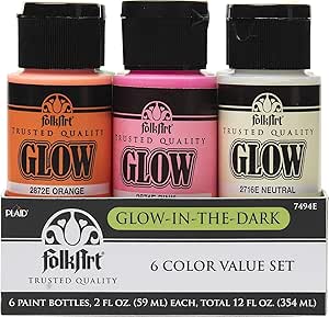 Amazon.com: FolkArt Glow in The Dark Paint Set, 2 Fl Oz (Pack of 6)
