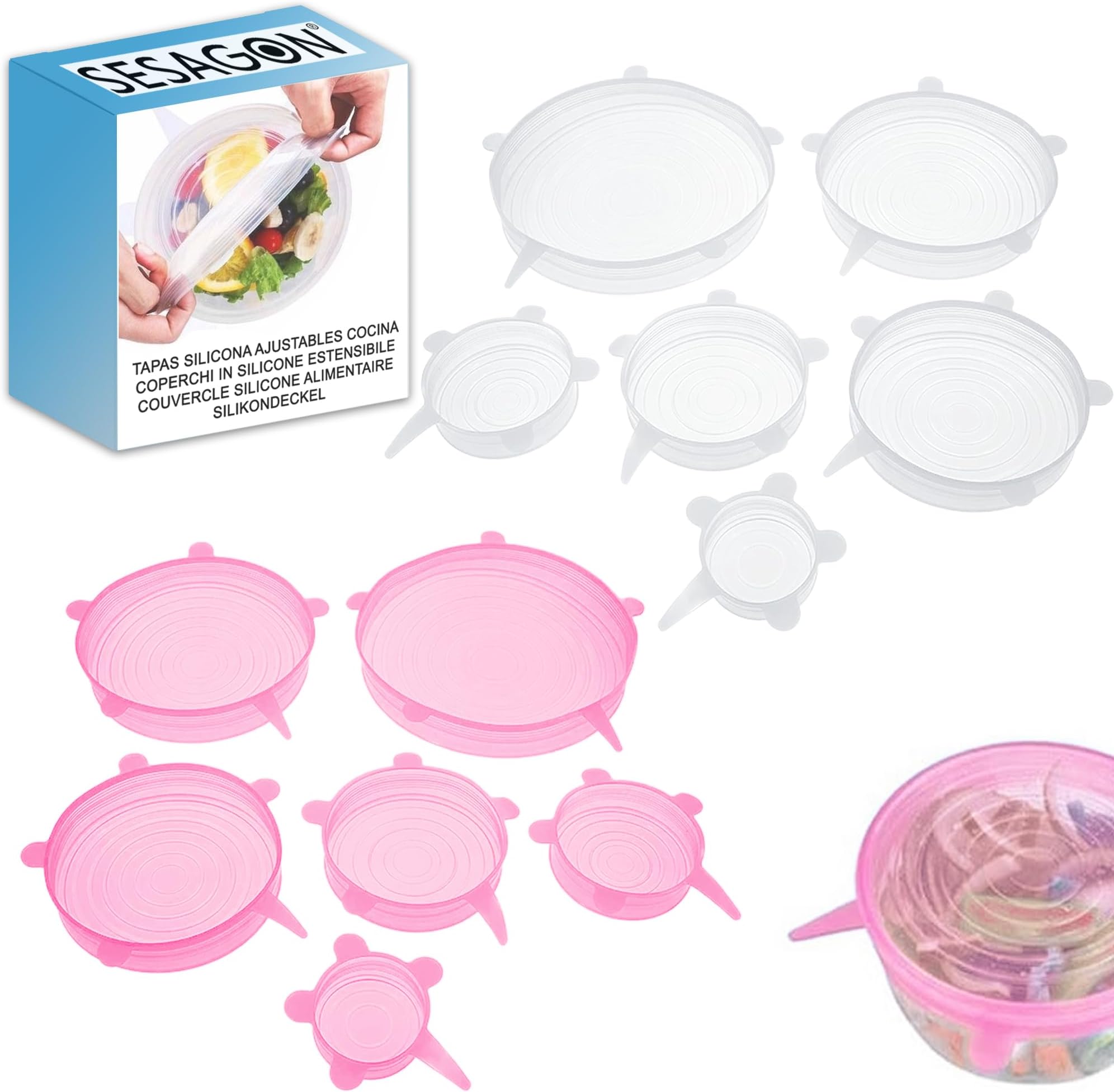 Couvercle silicone alimentaire 12 pieces adaptable a differentes ...