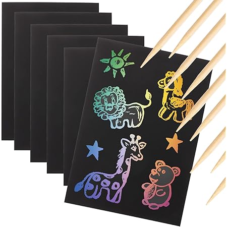 Amazon.com: ZOCONE Scratch Paper Art Set, 50 Sheets 8x11in Black Coated ...