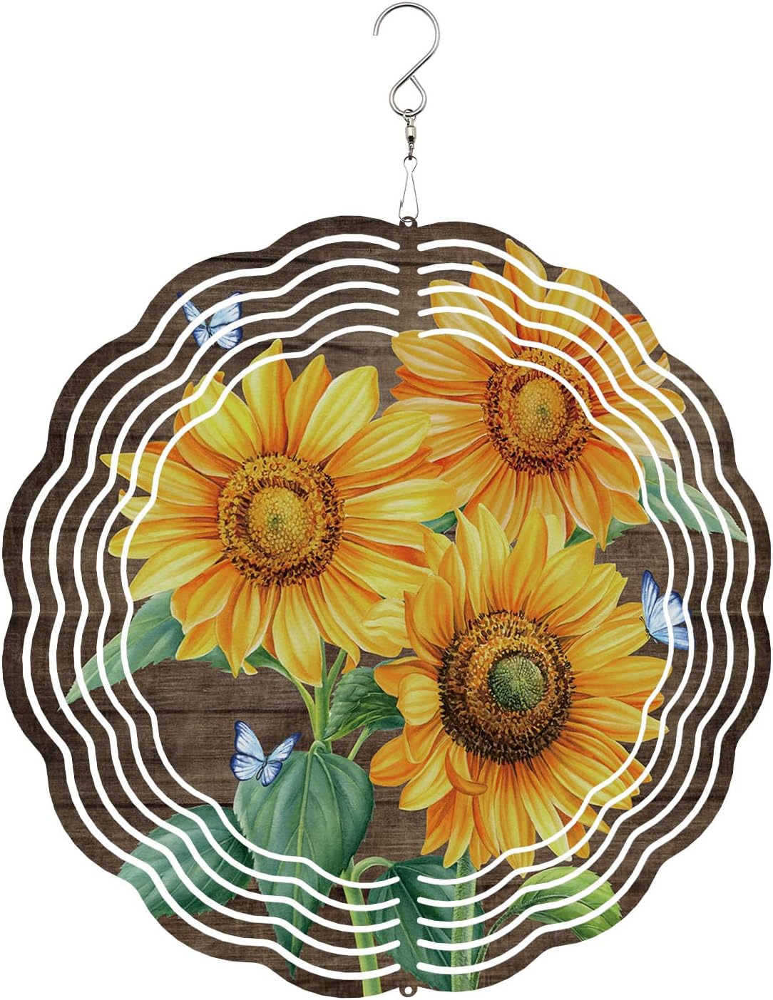 Amazon.com: Hanging Wind Spinners Outdoor Farm Sunflower Butterfly ...
