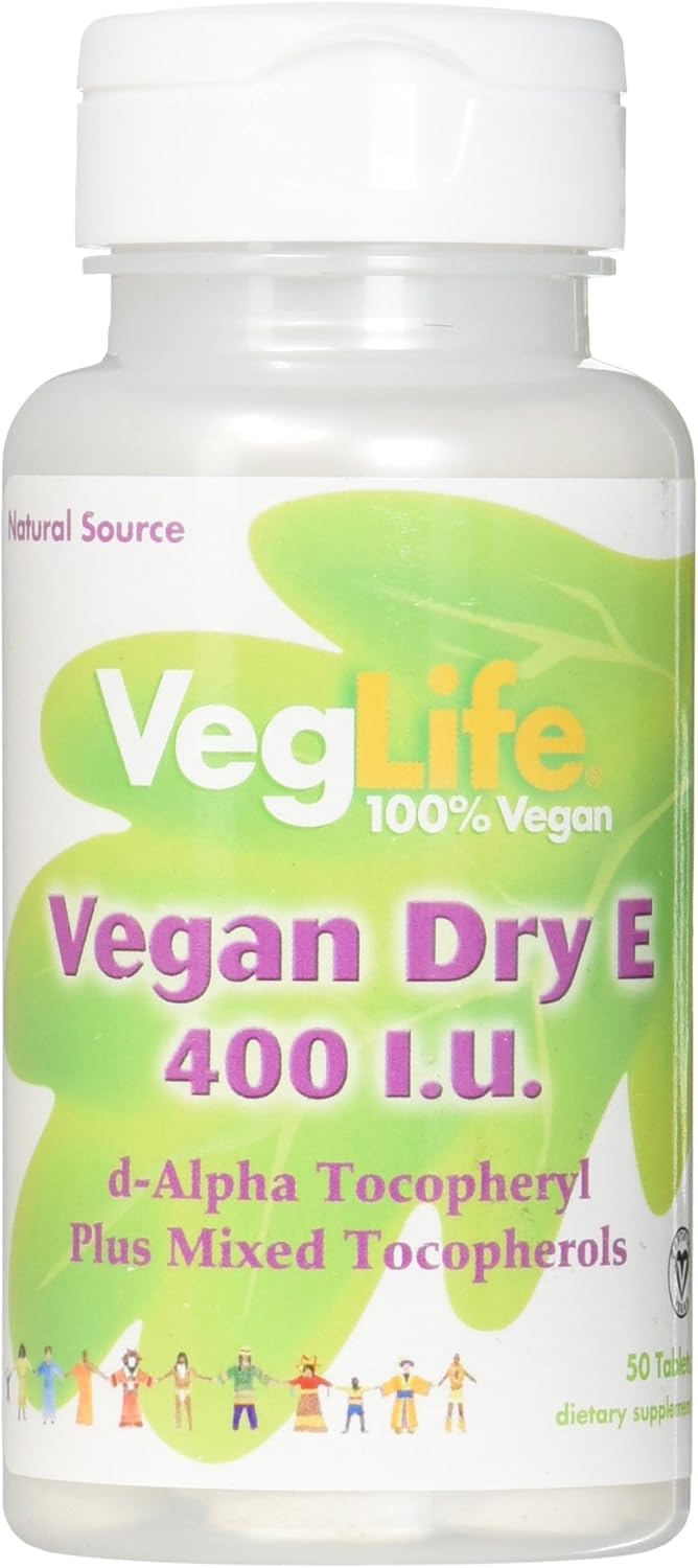 Amazon.com: VegLife Dry E Vegan Tablet, 400 iu, 50 Count : Health ...
