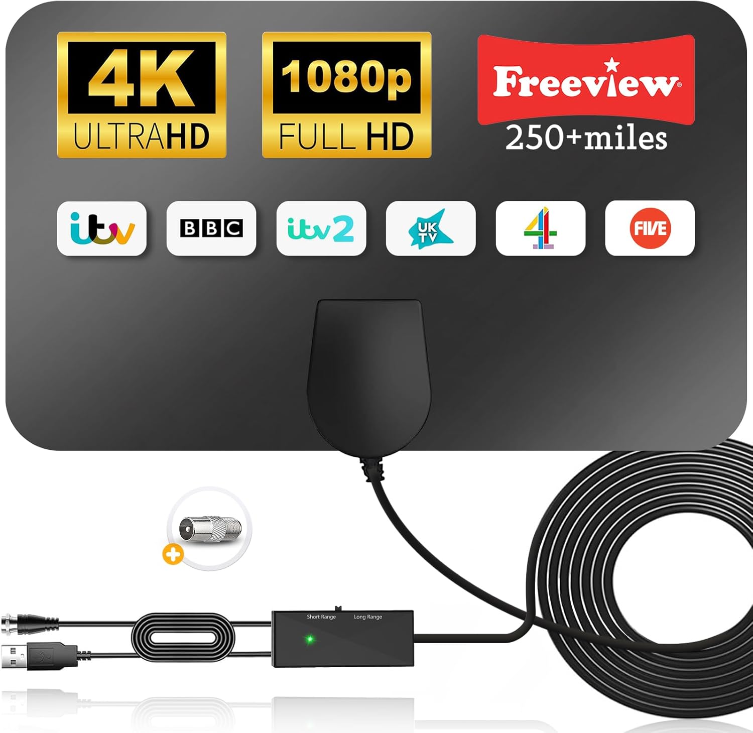 Upgraded Indoor Digital TV Aerial - Smart Antenna With Booster 250 ...