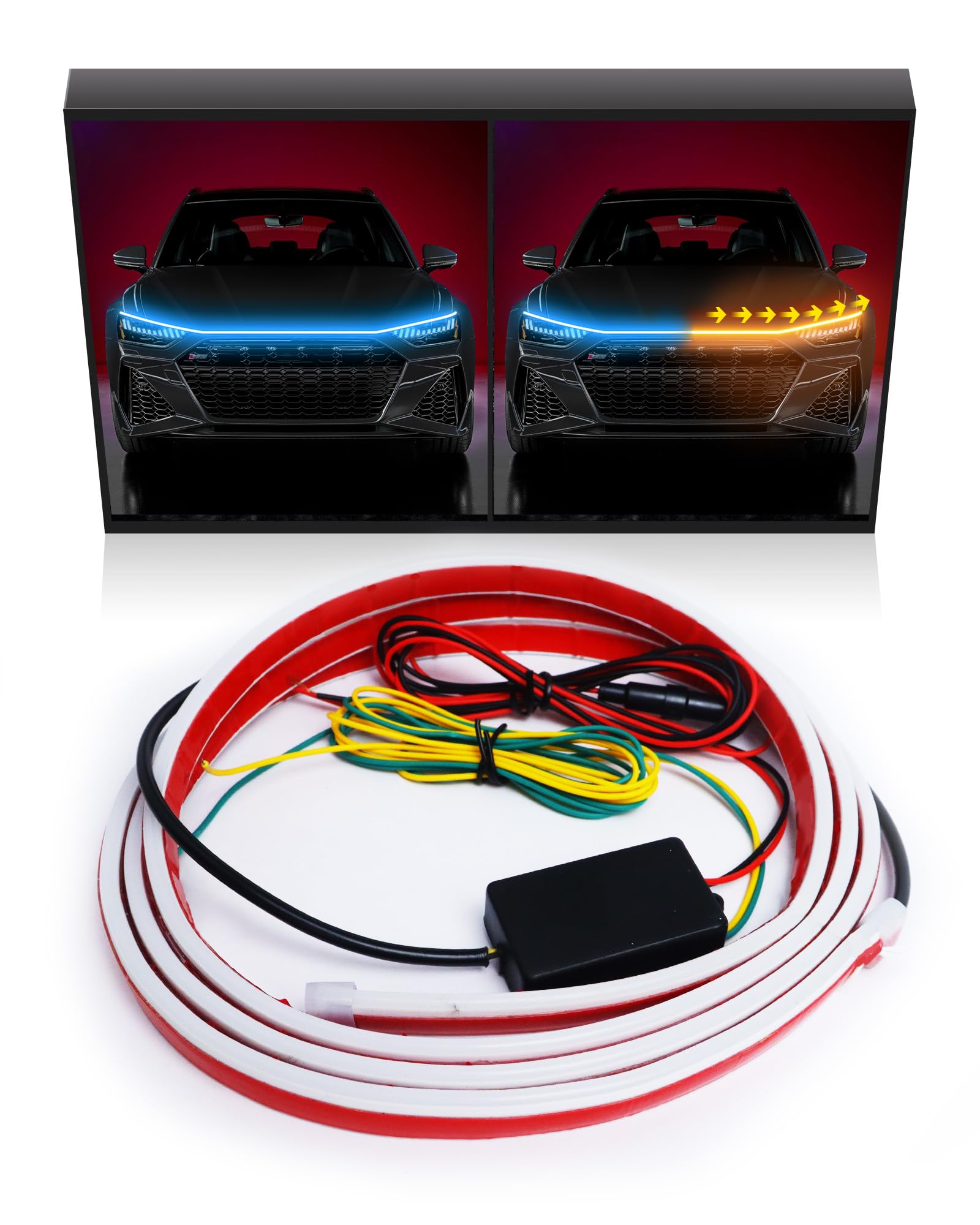 Amazon.com: StoneBanks Car Dynamic Scan Start Up Hood Light Strip ...