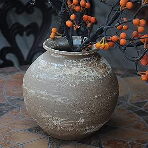 Amazon.com: Ceramic Rustic Flower Vase – Distressed Farmhouse Stoneware ...