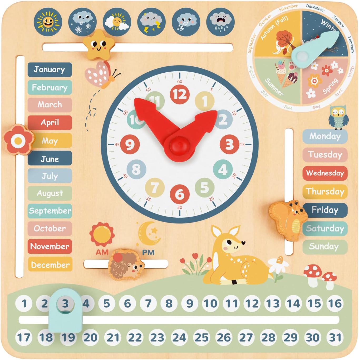 Amazon.com: Navaris Kids Magnetic Calendar - Early Years Learning ...