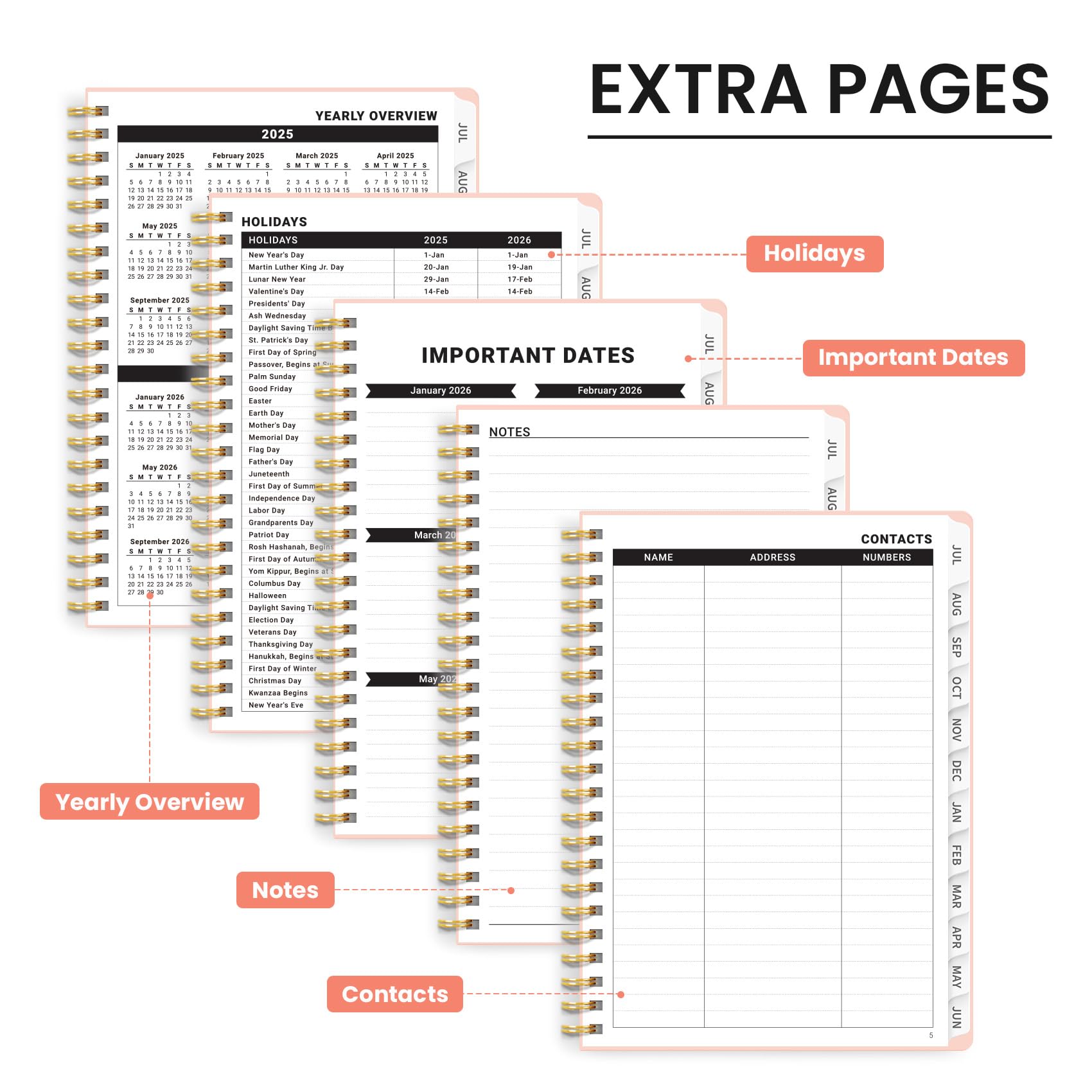 Baby Pink Wall Chart Mid Year Wall Planner Calendar 2025-2026 ...
