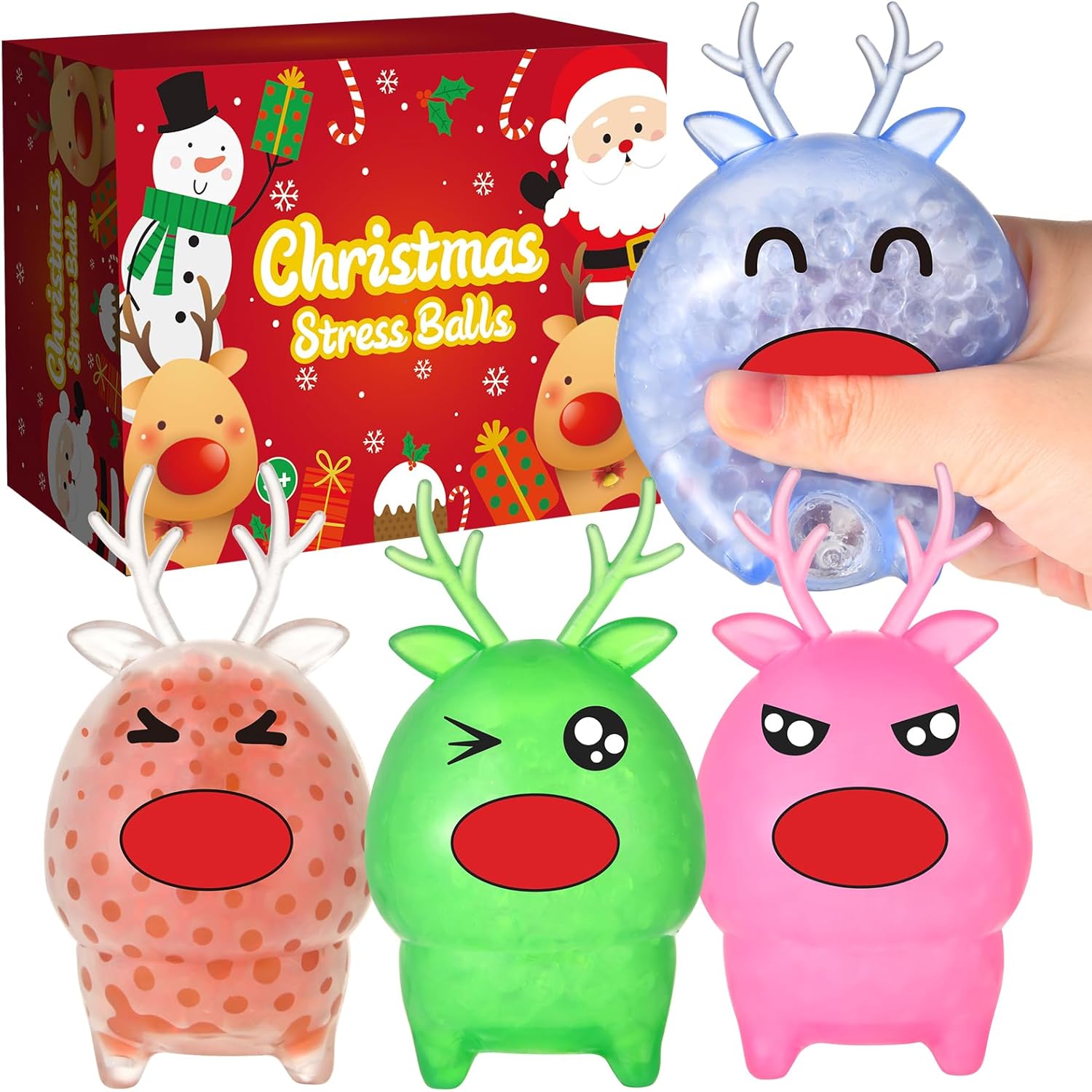Amazon.com: Christmas Stress Balls, 4 Pack Christmas Elk Stress Balls ...
