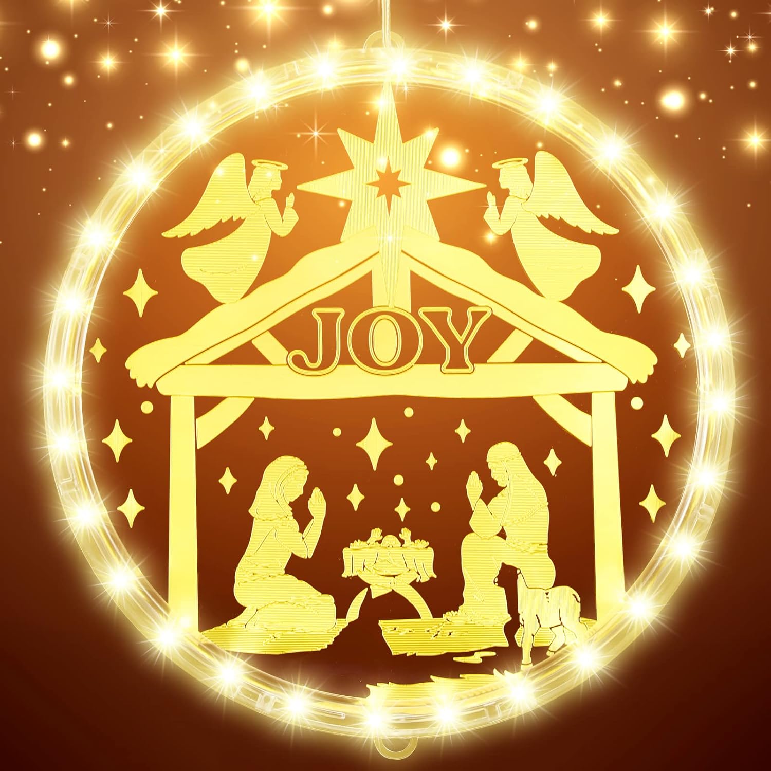 9.45 Inch Christmas Window Lights Nativity Scene Hanging Lights ...