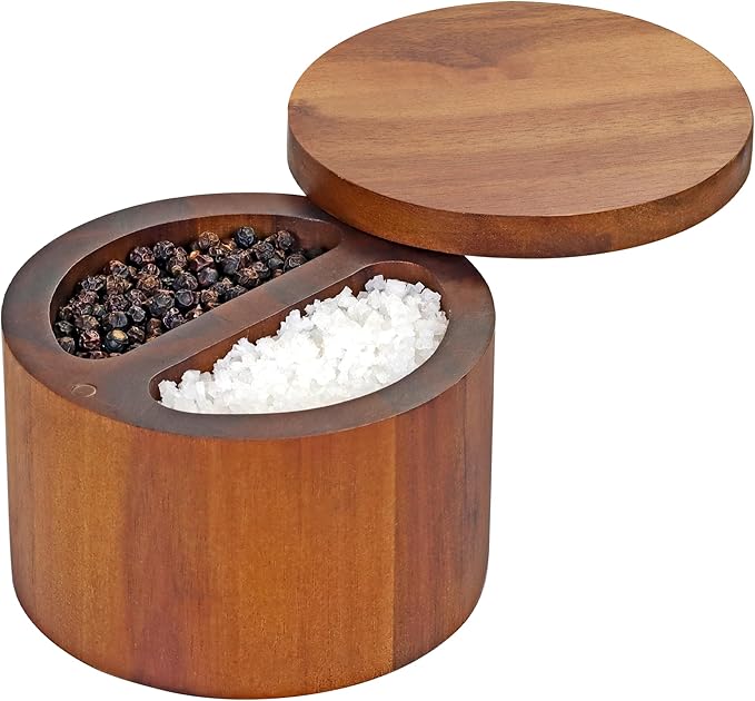 Amazon.com: Demigo Duet Salt Cellar, Acacia Salt Keeper Box with Two ...
