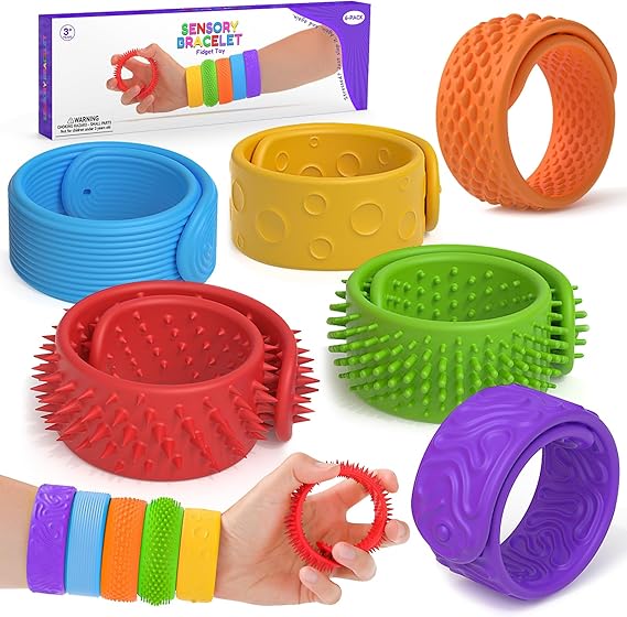 Amazon.com: Slap Bracelets Textured Silicone Fidget Bracelet for Autism ...
