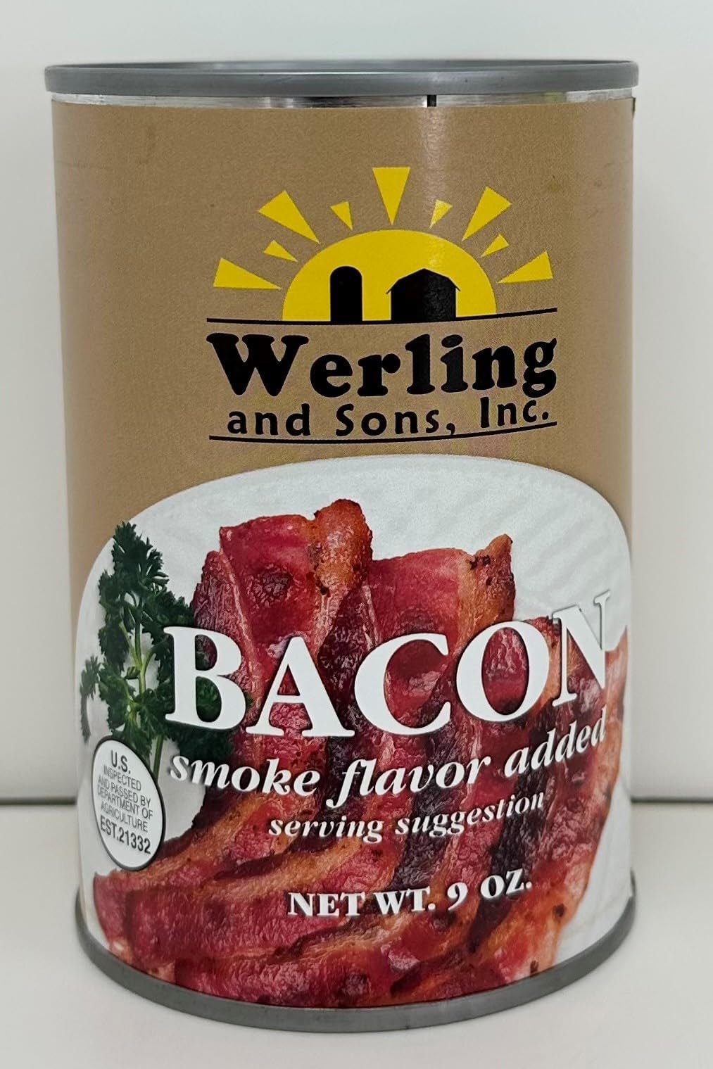 Amazon.com: Werling Canned Bacon - 9 oz. Smoke Flavored Fully Cooked : Grocery & Gourmet Food