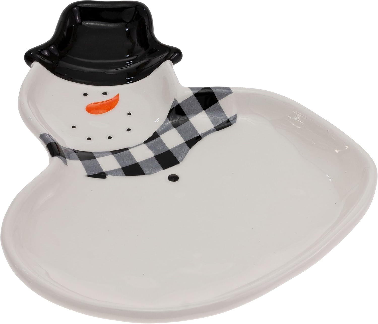 Amazon.com | Boston International Ceramic Snowman Plate Christmas ...