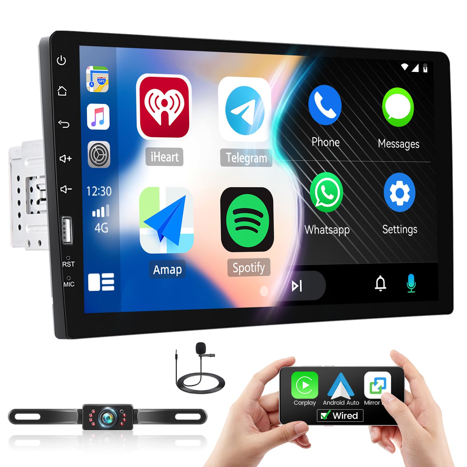 Amazon.com: Single Din Car Stereo with Carplay&Android Auto,9 Inch 1 ...
