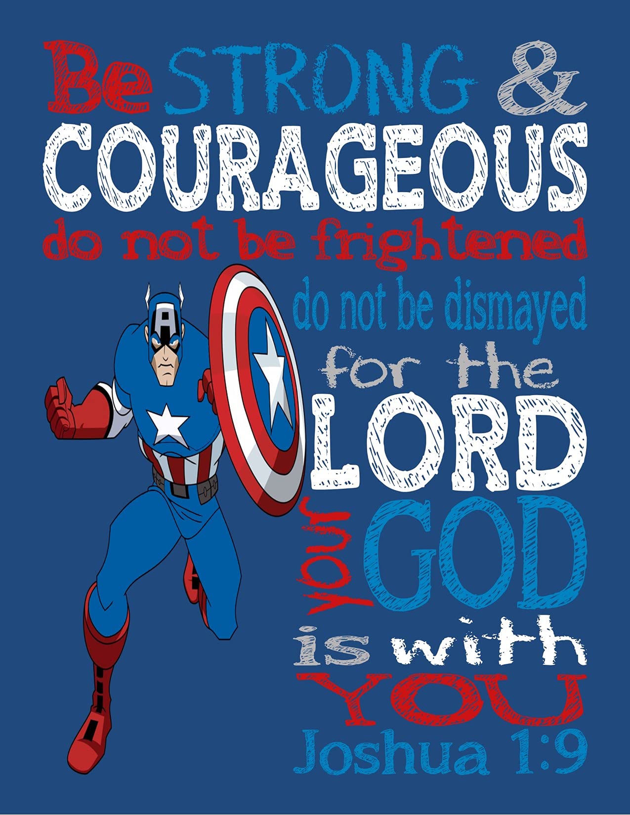 Buy Superhero Christian Nursery Set of 4 Unframed Prints - Captain ...