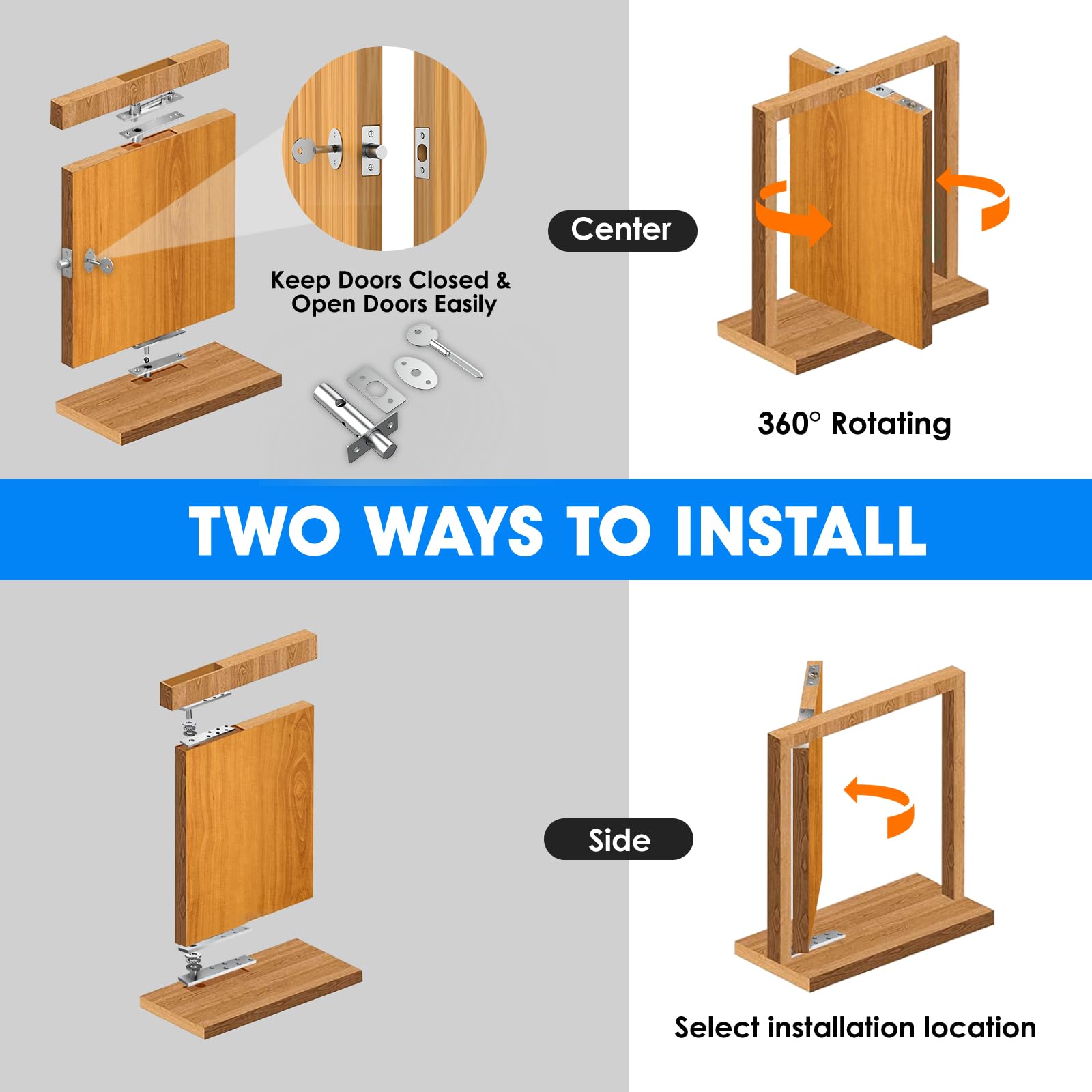 Snapklik.com : Pisman Pivot Door Hinges, Hidden Hinge Heavy Duty