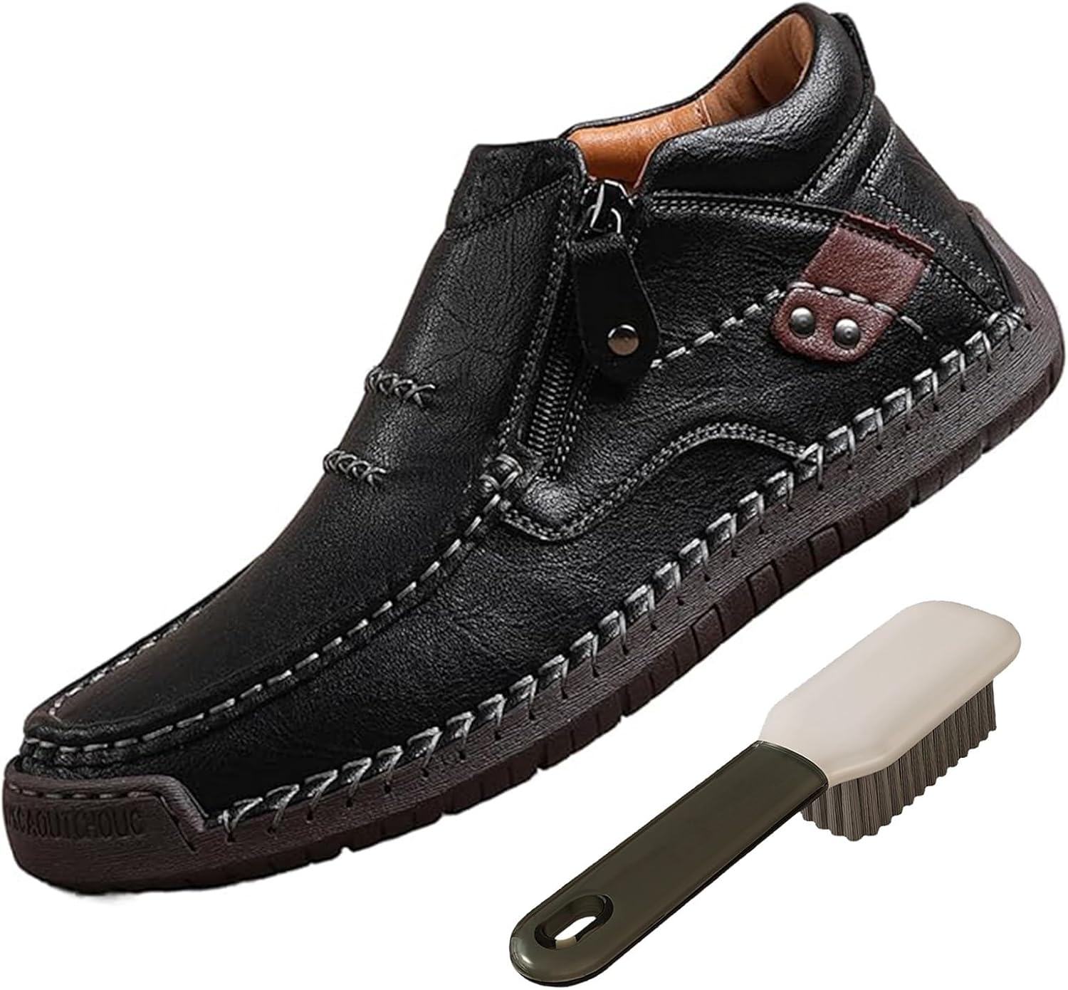 Amazon.com: Men's Handmade Premium Leather Slip-On Driving Boots–Wide ...