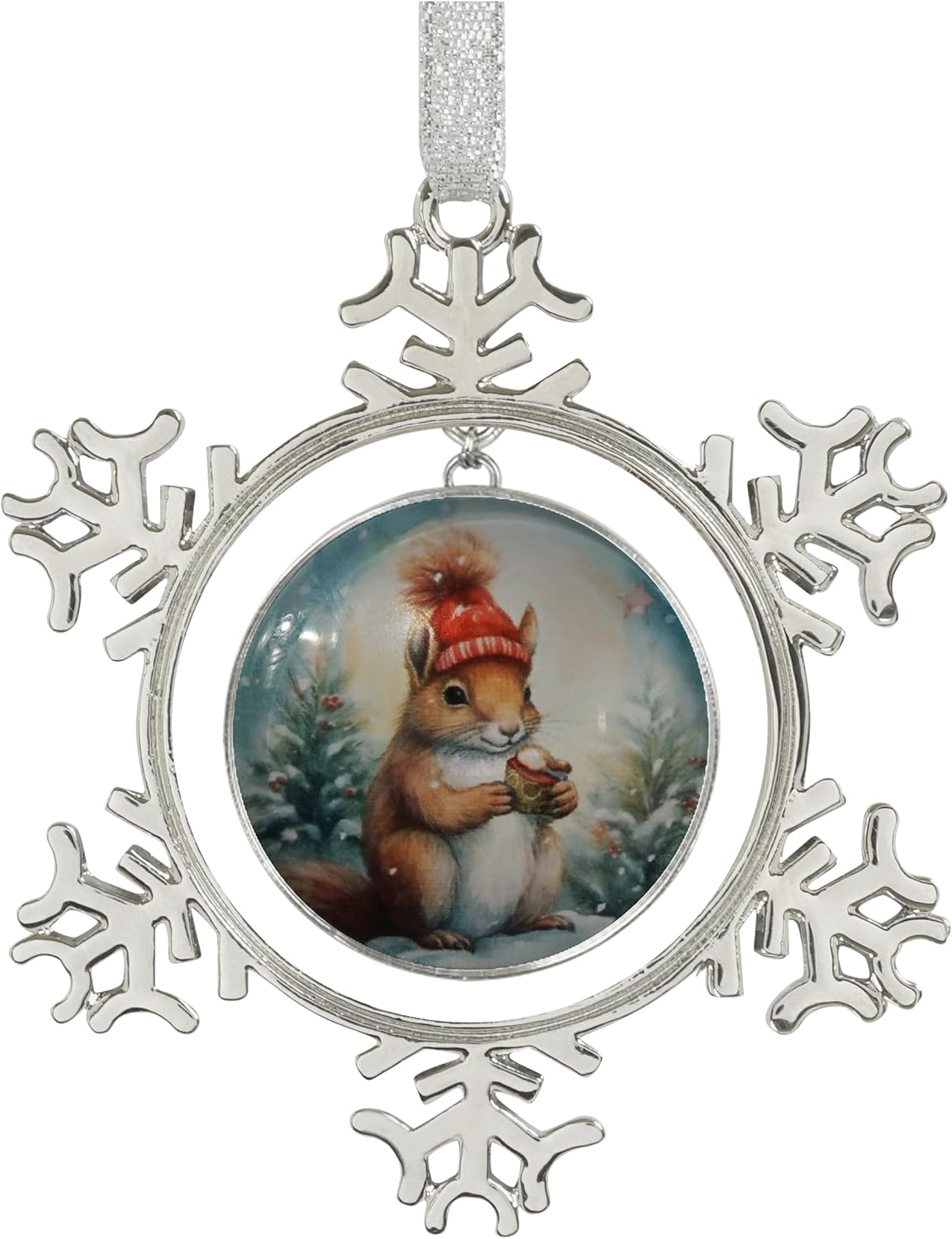 Amazon.com: FQJNS Squirrel Christmas Tree Snowflake Ornament Metal ...