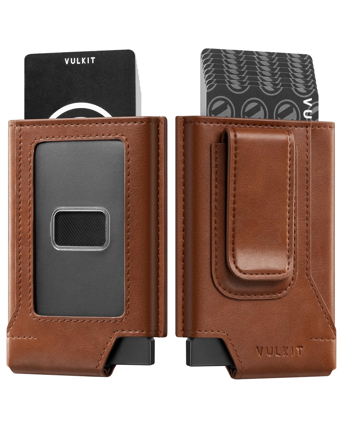 VULKIT Mens Wallet Card Holder Pop Up Card Wallet Slim Leather RFID ...