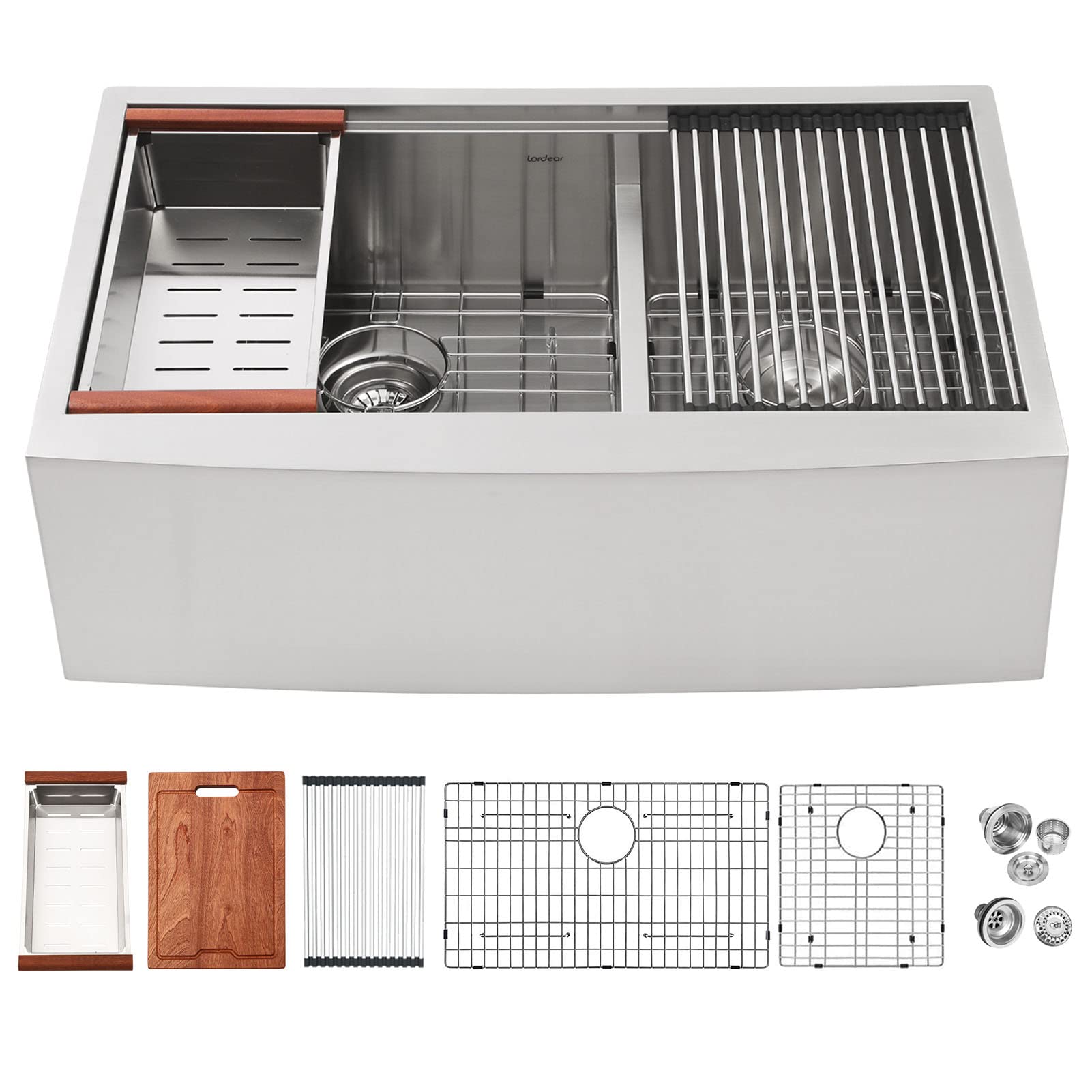 33 Farmhouse Sink Double Bowl - Lordear 33 Inch Farm Kitchen Sink ...