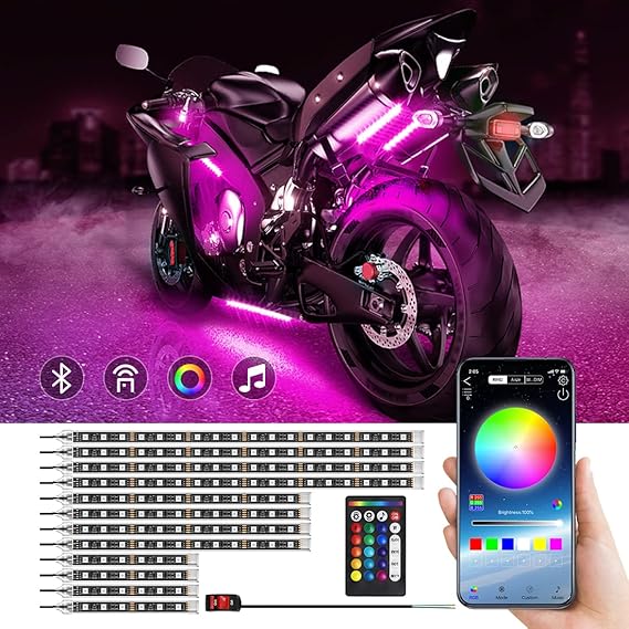 MAODANER 12pcs Motorcycle underglow LED Light Kit, RGB Motorcycle LED ...