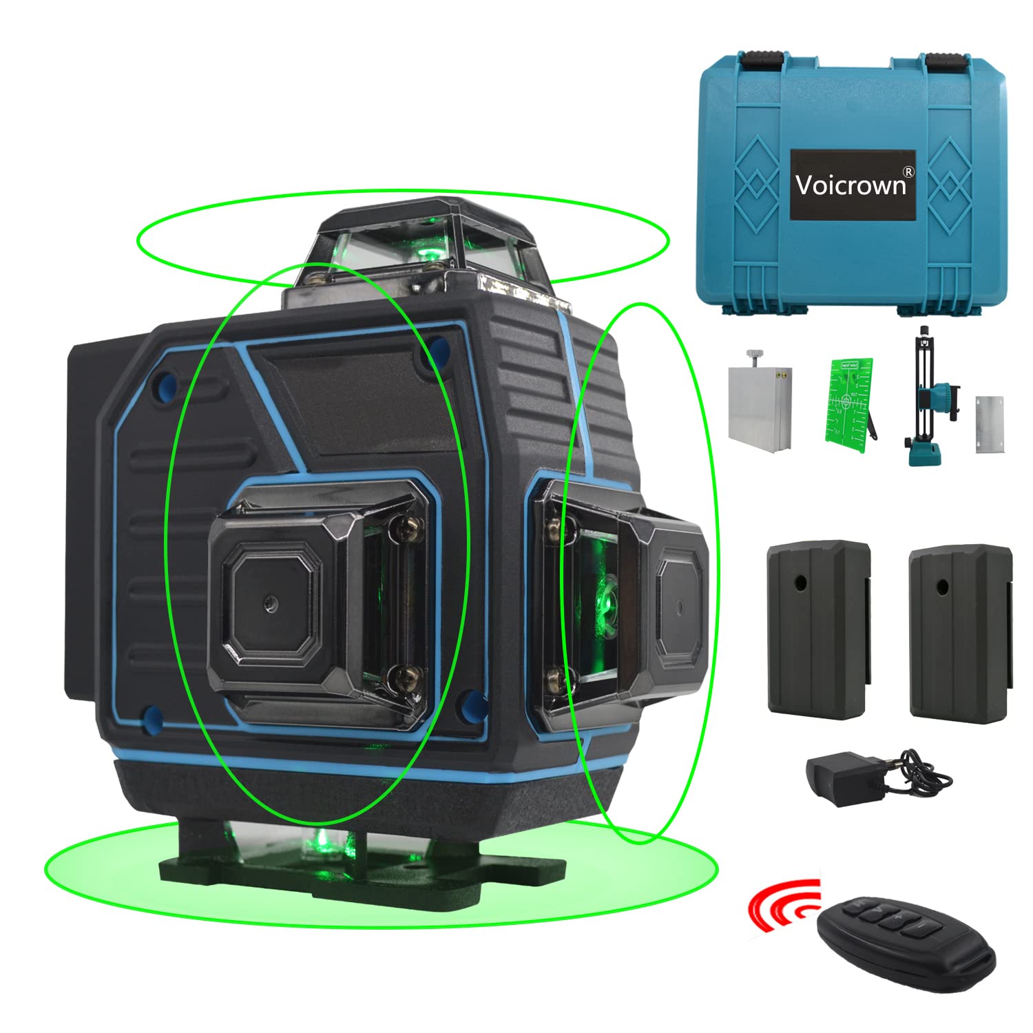 Buy 16 Lines Laser Level, Green Self-leveling, 4x360° Beam Four-Plane ...