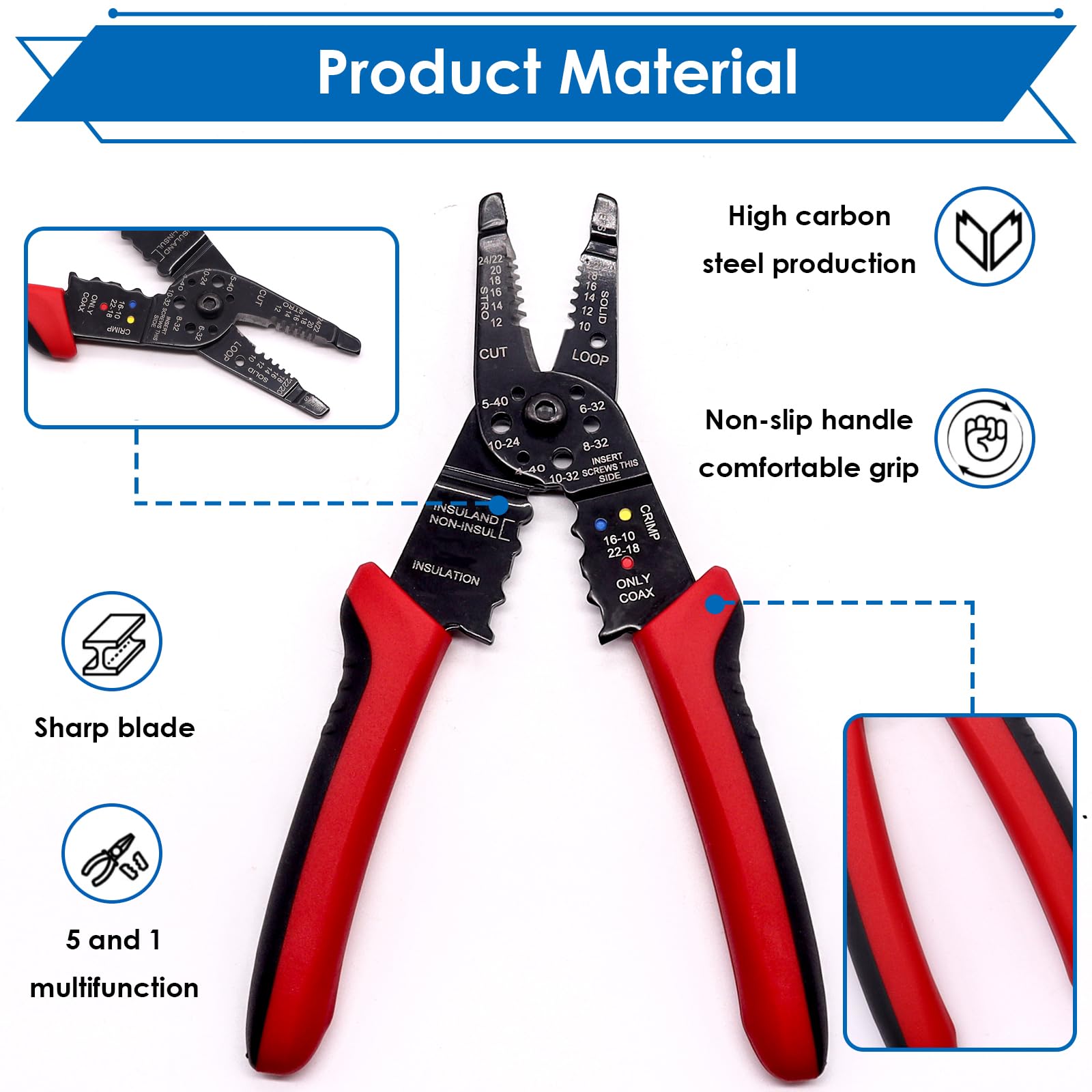 Snapklik.com : Smseace Red Wire Crimping Tool Wire Crimper,stripper And ...