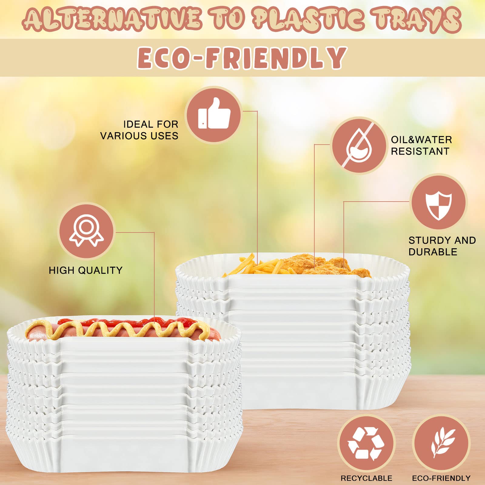 Sherr 2000 Pcs Hot Dog Trays Paper 6" White Hot Dog Liner Fluted ...