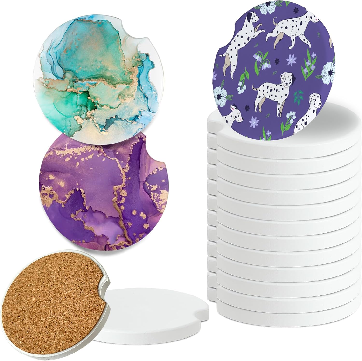 Amazon.com: Ceramic Sublimation Blanks Car Coasters for Car Cup with ...