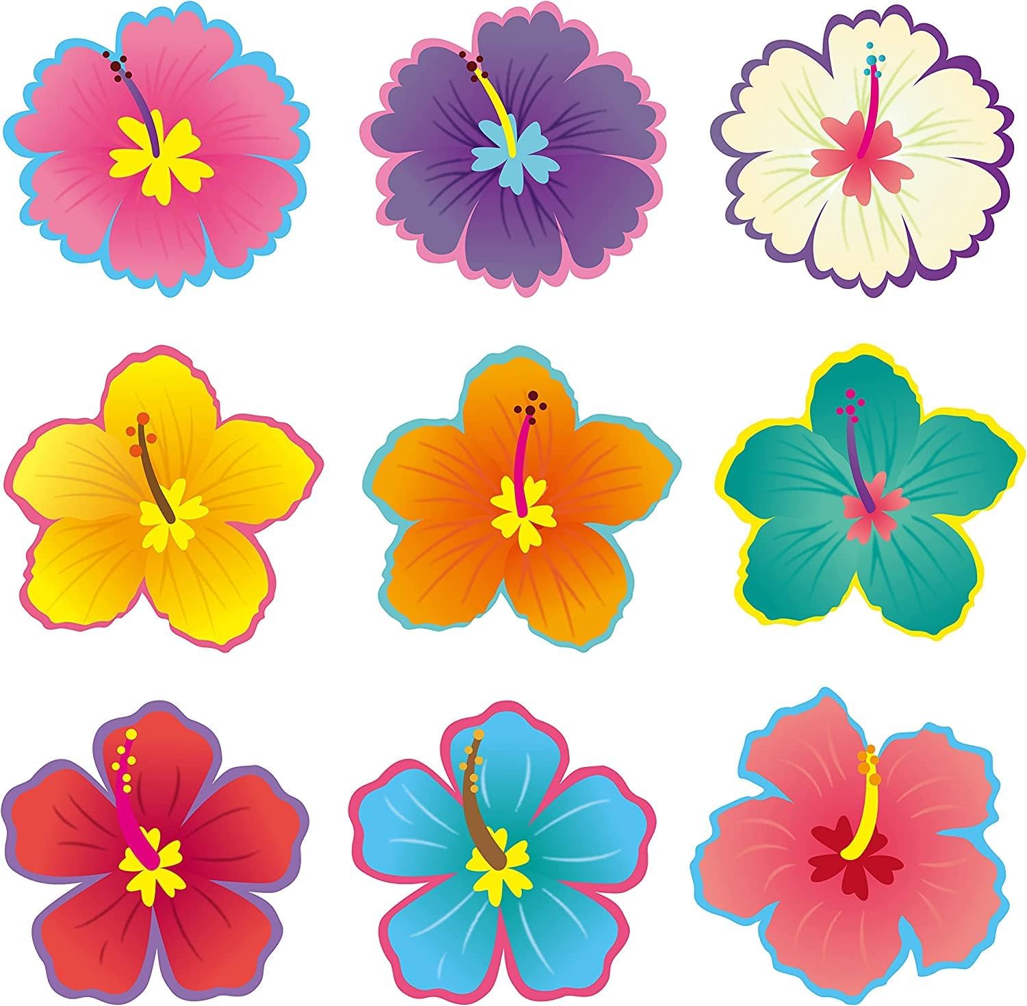 Amazon.com: BeYumi 45 Pcs Back to School Luau Hibiscus Flower Cutouts ...