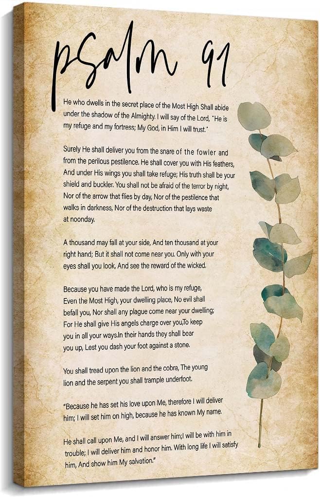 Amazon.com: Psalm 91 Bible Scripture Wall Decor Bible Poster Printing ...