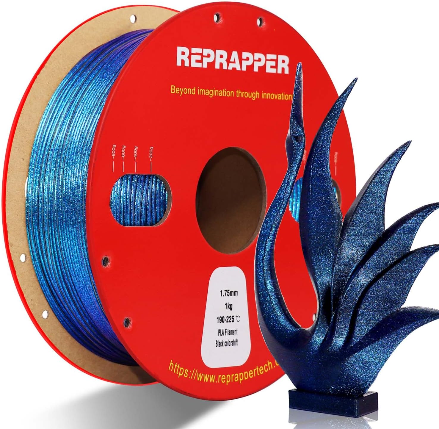 Amazon.com: RepRapper PLA Filament, Glitter Blue Purple Gradient 3D ...