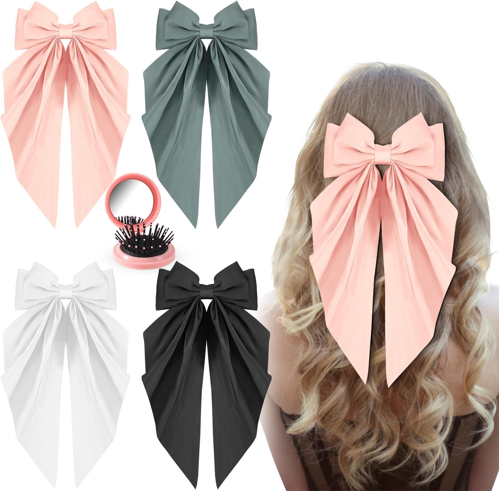 Amazon.com : 6 PCS Hair Bows for Women, Big Bow Hair Clips for Girls ...