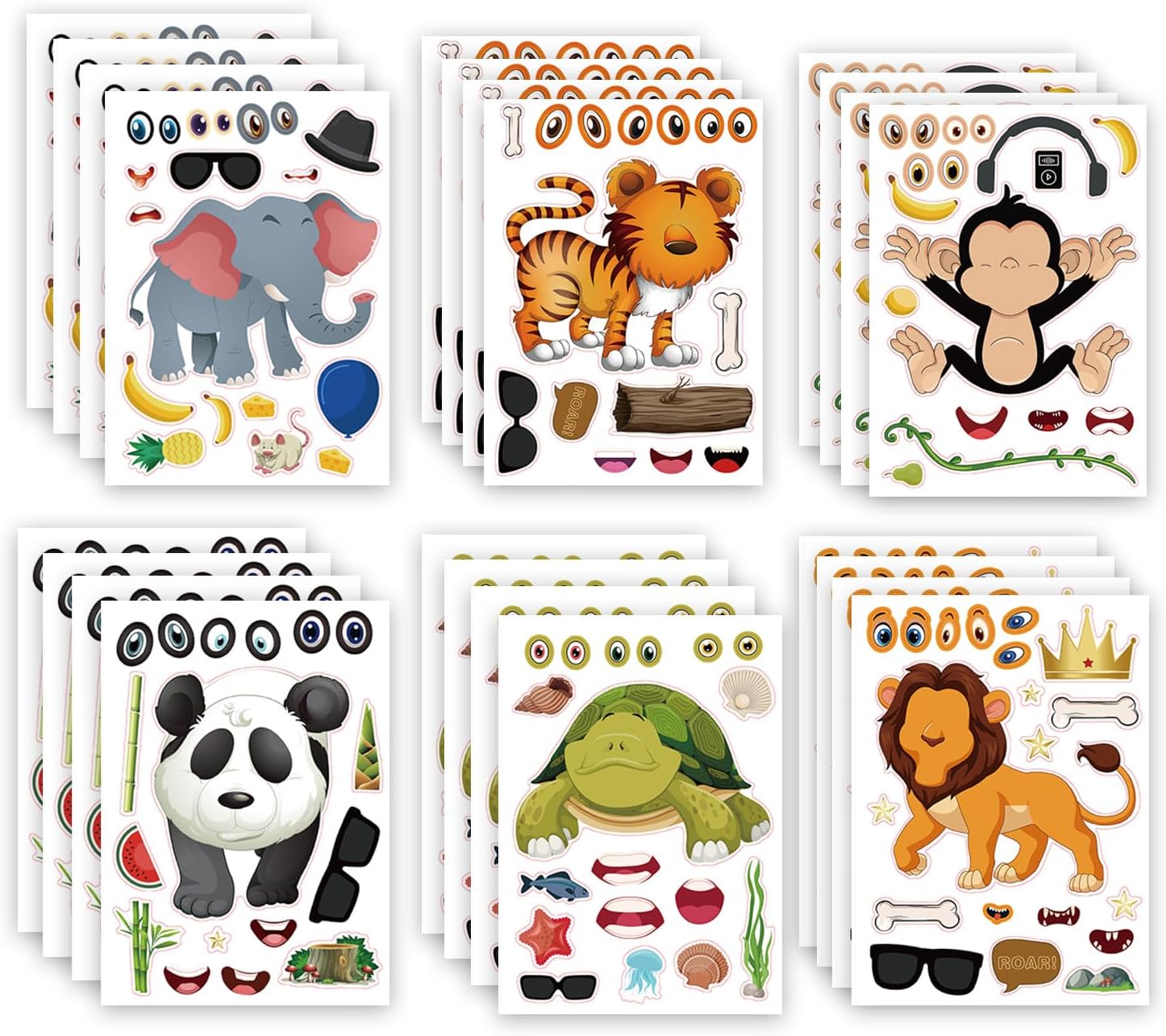 Amazon.com: 24 Sheets Winter Stickers for Kids Toddlers, Make-a-face ...