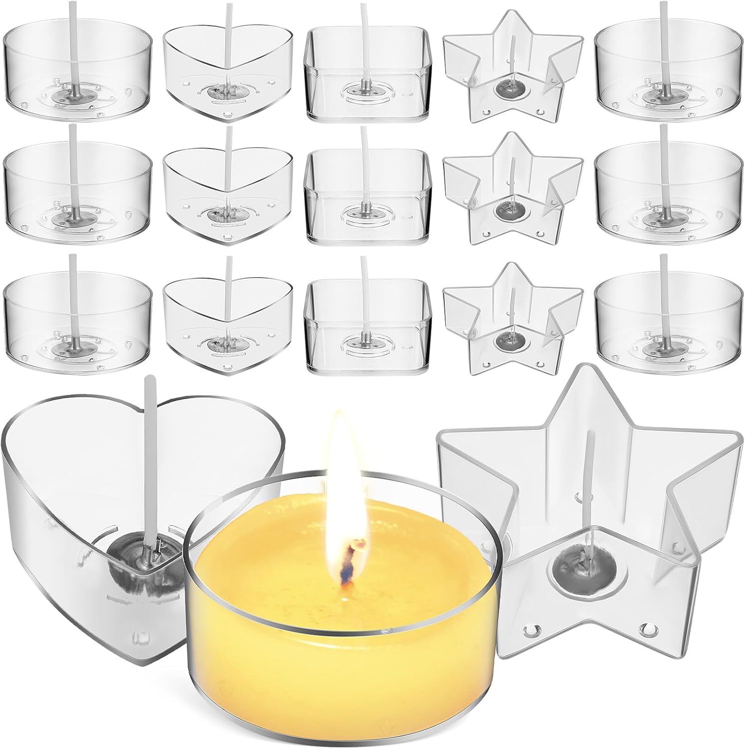 Amazon.com: Beavorty 100pcs Wicks with 40pcs Plastic Clear Tea Light ...